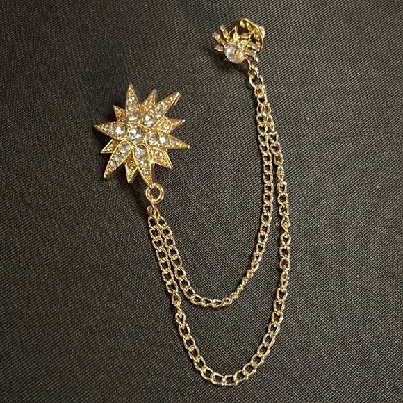 Jewelry | New Double Chained Star Brooch With Sun | Poshmark